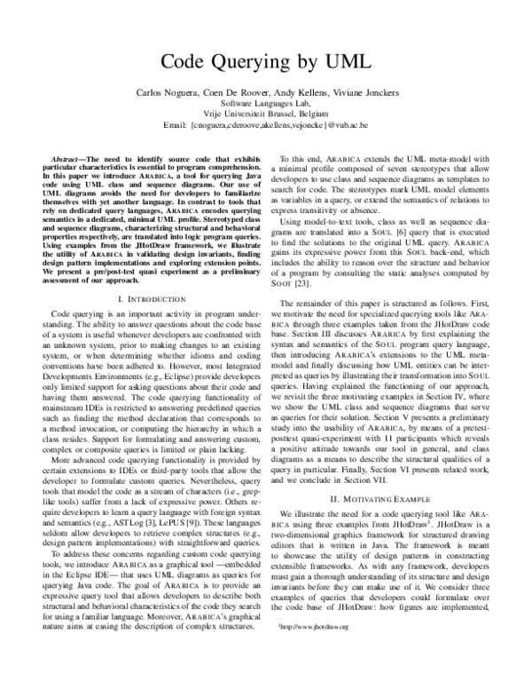 (PDF) Code querying by UML