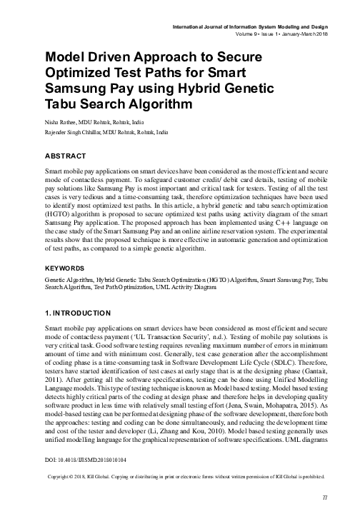 Pdf Model Driven Approach To Secure Optimized Test Paths For Smart