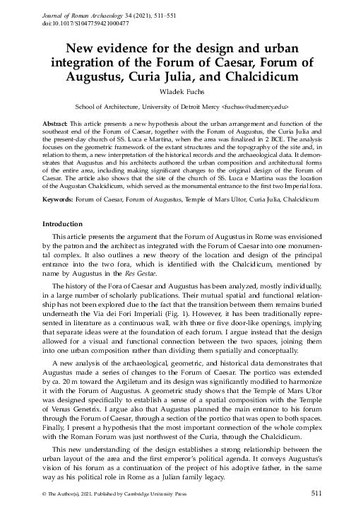 (PDF) New evidence for the design and urban integration of the Forum of ...