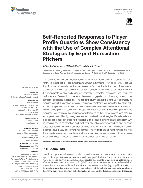 (PDF) Self-Reported Responses to Player Profile Questions Show ...