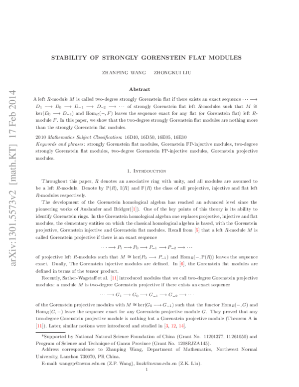 (PDF) Stability of Strongly Gorenstein Flat Modules