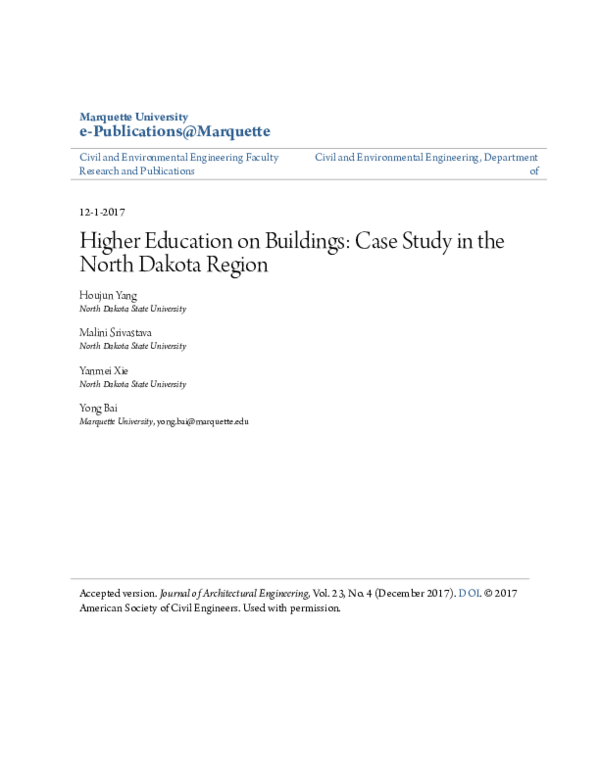 (PDF) Higher Education on Buildings: Case Study in the North Dakota Region