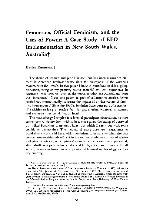 (PDF) Official Feminism , and the Uses of Power : A Case Study of EEO ...