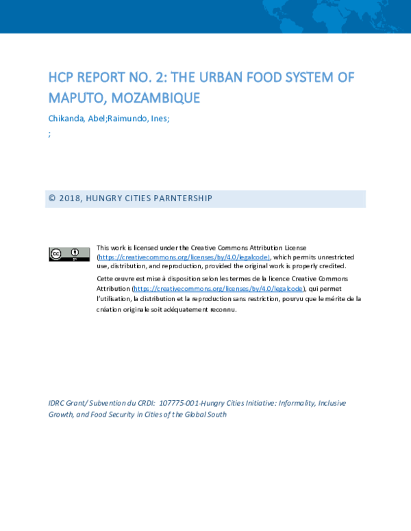 (PDF) HCP report No. 2 : the urban food system of Maputo, Mozambique