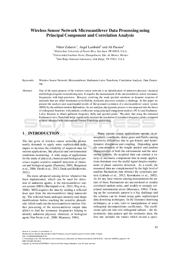 (PDF) Wireless Sensor Network Microcantilever Data Processing using Principal Component and ...