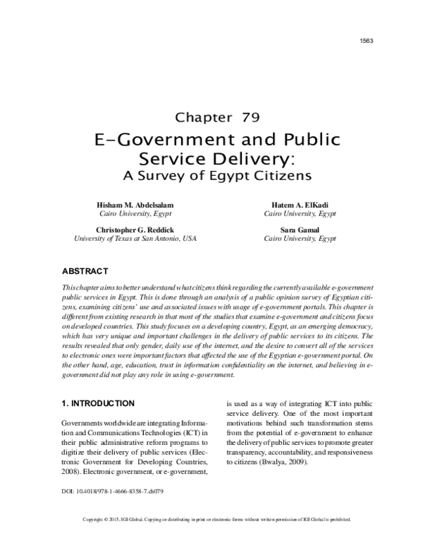 (PDF) E-Government and Public Service Delivery
