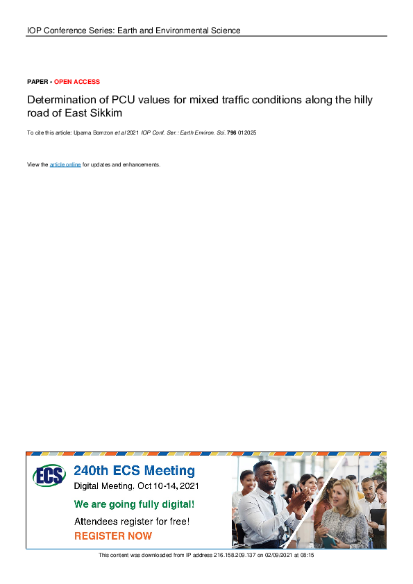 (PDF) Determination of PCU values for mixed traffic conditions along ...