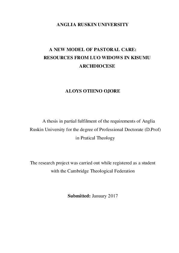 (PDF) A new model of pastoral care : resources from Luo widows in ...