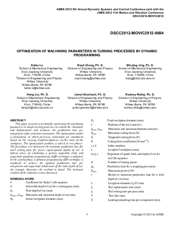 (PDF) Optimization of Machining Parameters in A Turning Operation of AISI 202 Austenitic ...