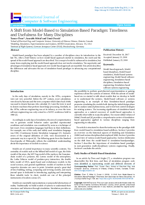 (PDF) A Shift from Model-Based to Simulation-Based Paradigm: Timeliness and Usefulness for Many ...