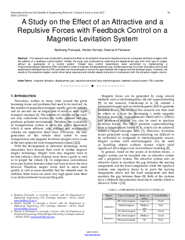 (PDF) A Study on the Effect of an Attractive and a Repulsive Forces ...
