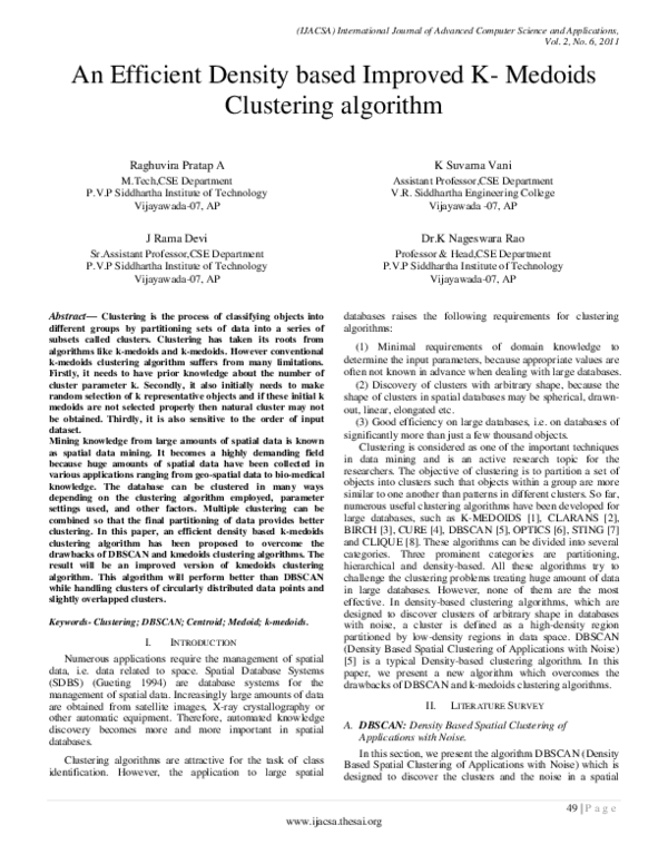 (PDF) An Efficient Density based Improved K-Medoids Clustering algorithm