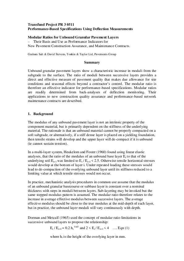 (PDF) Performance-Based Specifications Using Deflection Measurements ...