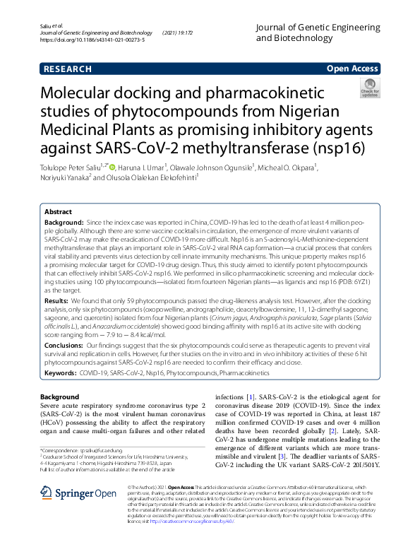 (PDF) Molecular docking and pharmacokinetic studies of phytocompounds ...