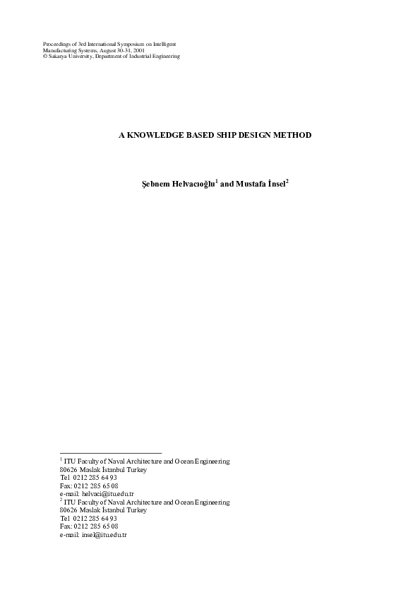 (PDF) A Knowledge Based Ship Design Method