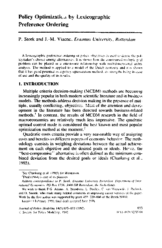(PDF) Policy optimization by lexicographic preference ordering