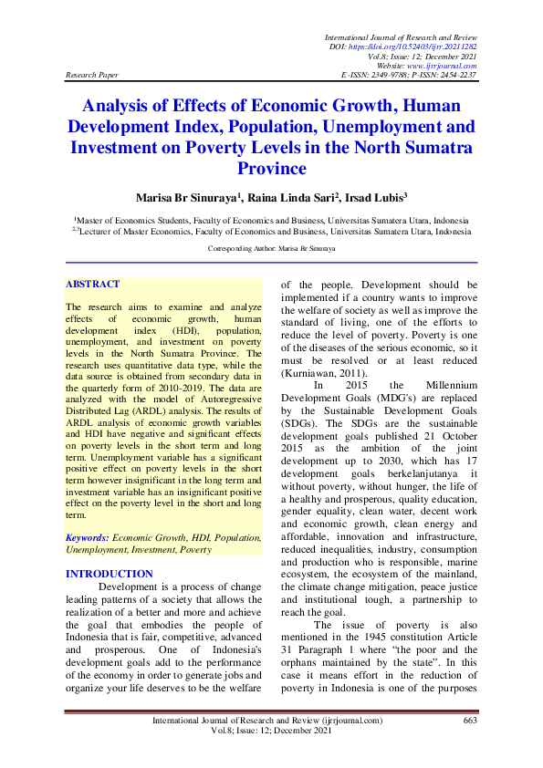 (PDF) Analysis of Effects of Economic Growth, Human Development Index ...