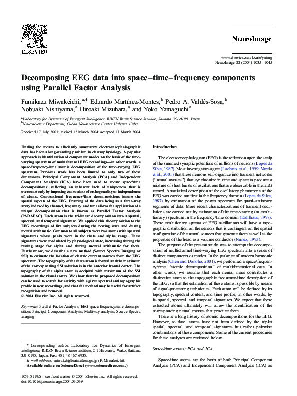 (PDF) Decomposing EEG data into space–time–frequency components using Parallel Factor Analysis