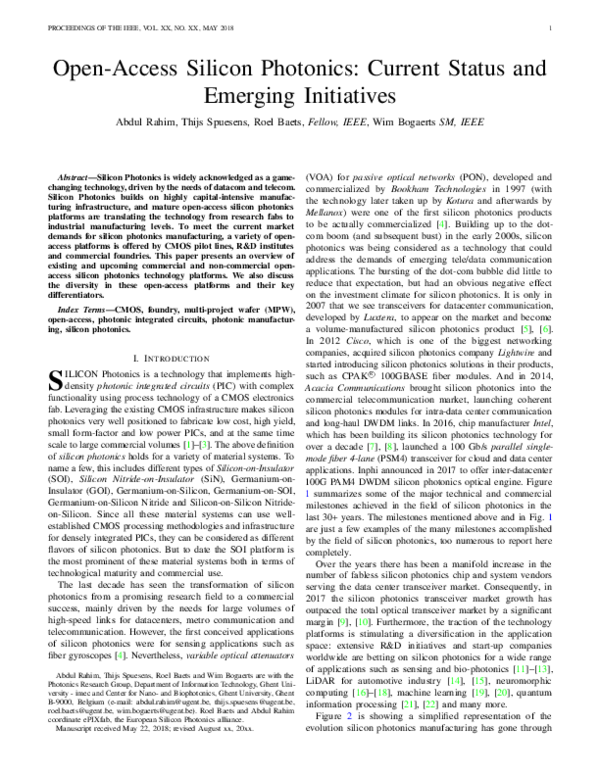 (PDF) Open-Access Silicon Photonics: Current Status and Emerging ...