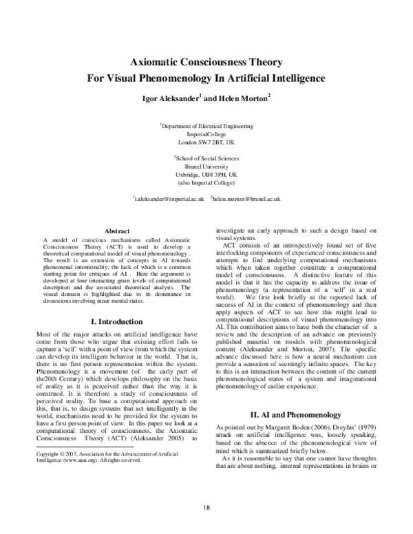 (PDF) Axiomatic Consciousness Theory for Visual Phenomenology in ...
