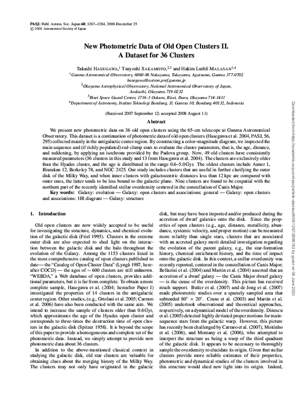 (PDF) New Photometric Data of Old Open Clusters II. A Dataset for 36 ...