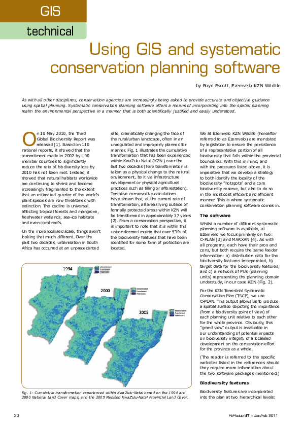 (PDF) Using GIS and systematic conservation planning software