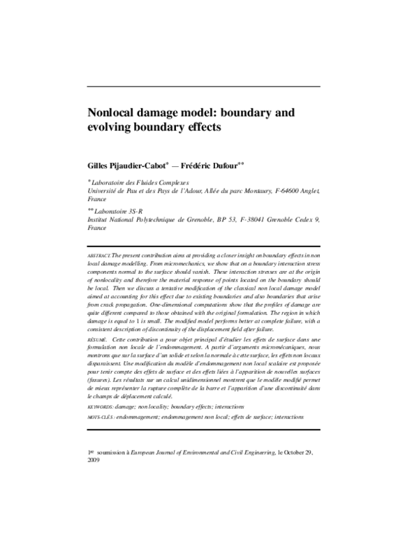 (PDF) Non local damage model: Boundary and evolving boundary effects