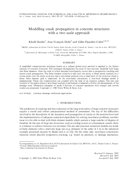 (PDF) Two-Scale Modeling of Crack Propagation in Concrete