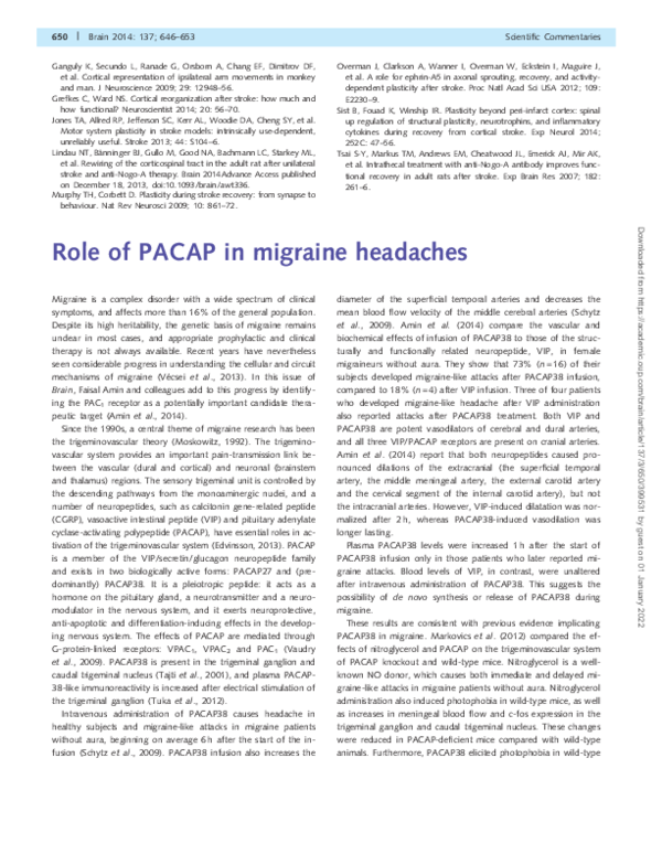 (PDF) Role of PACAP in migraine headaches