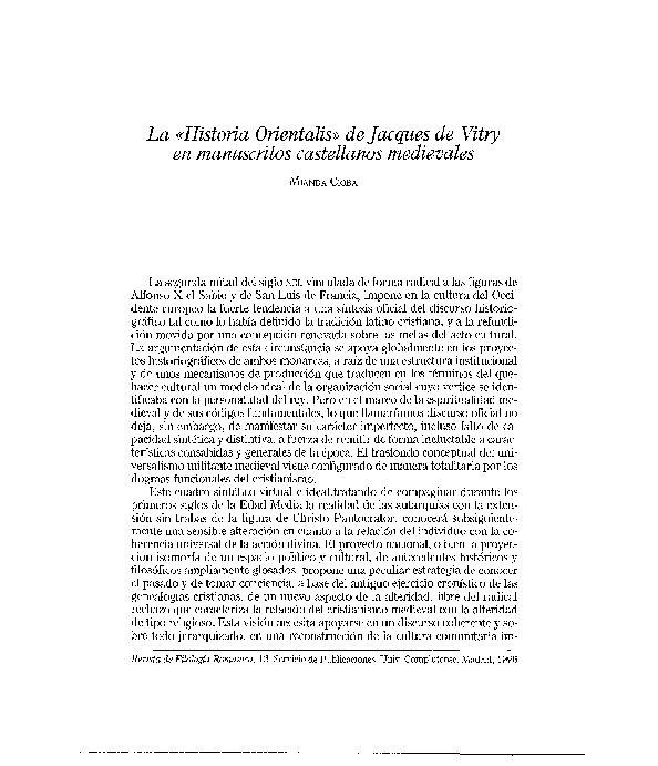 (PDF) La «Historia Orientalis» de Jacques de Vitry en manuscritos ...