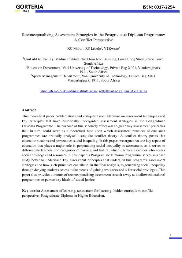 (PDF) Reconceptualising Assessment Strategies in the Postgraduate ...