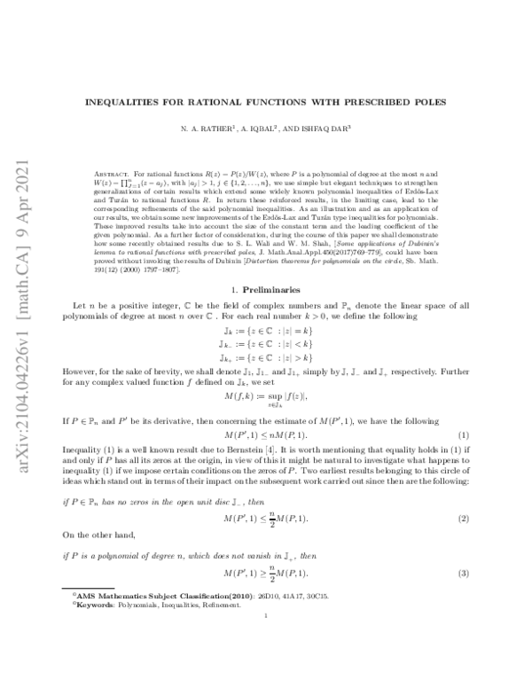 (PDF) Strengthening Inequalities for Rational Functions