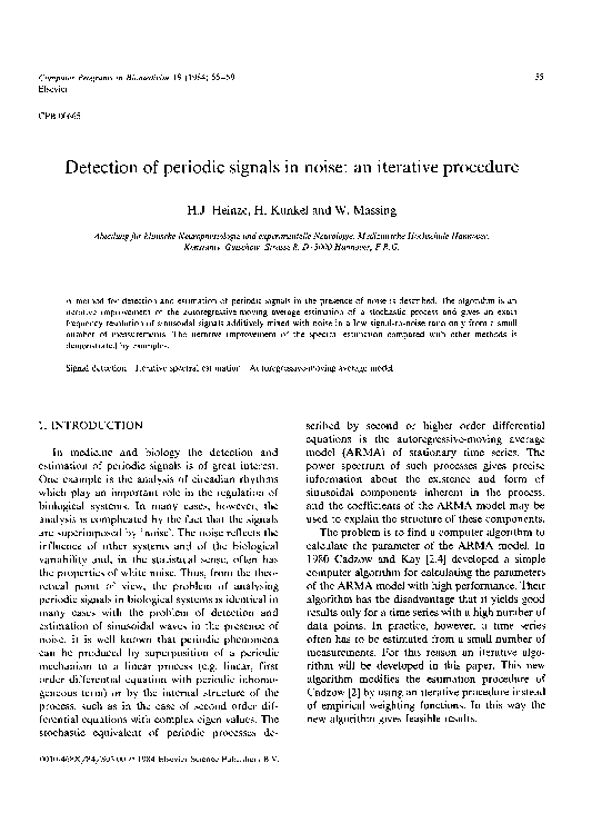 Pdf Detection Of Periodic Signals In Noise An Iterative Procedure
