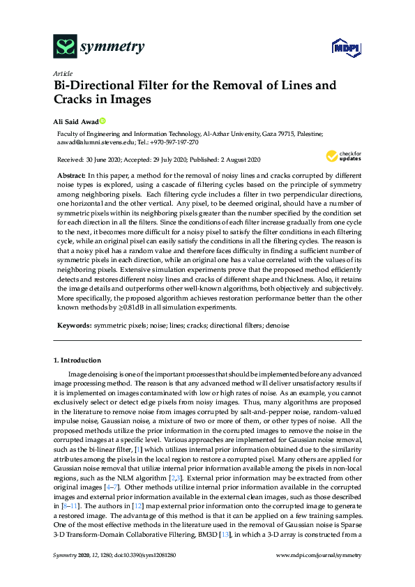 (PDF) Bi-Directional Filter for the Removal of Lines and Cracks in ...