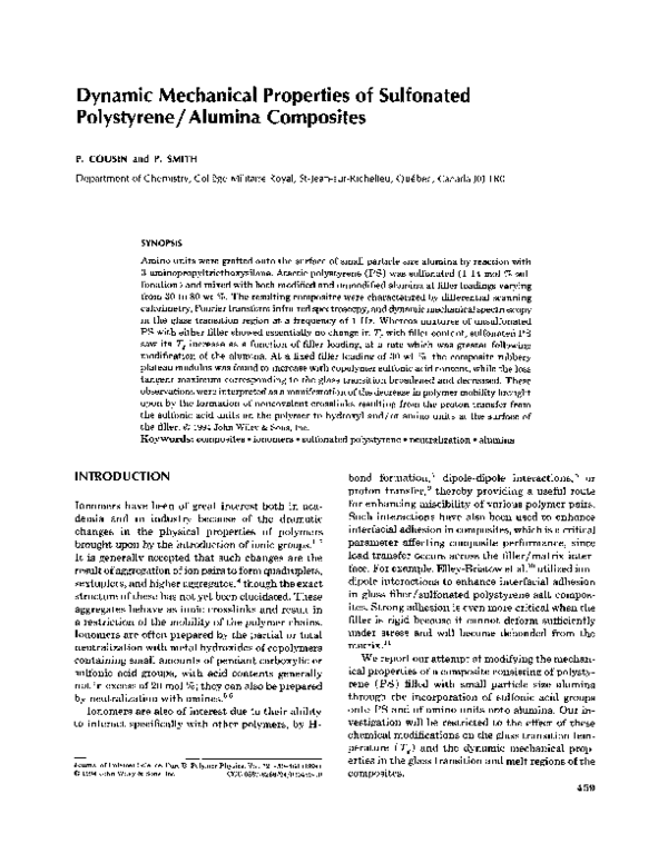 (PDF) Dynamic mechanical properties of sulfonated polystyrene/alumina ...