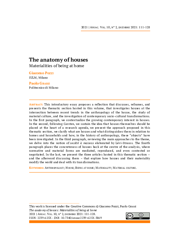 (PDF) The Anatomy of Houses. Materialities of Being at Home