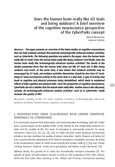 (PDF) Does the human brain really like ICT tools and being outdoors? A ...
