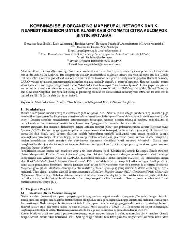 (PDF) Kombinasi Self-Organizing Map Neural Network Dan K-Nearest Neighbor Untuk Klasifikasi ...