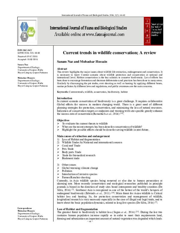 (PDF) Current trends in wildlife conservation; A review