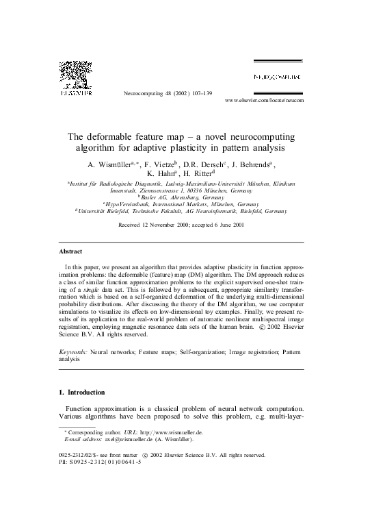 (PDF) The deformable feature map - a novel neurocomputing algorithm for ...
