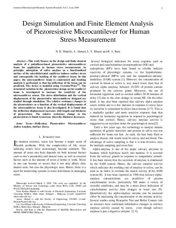 (PDF) Design Simulation and Finite Element Analysis of Piezoresistive Microcantilever for Human ...