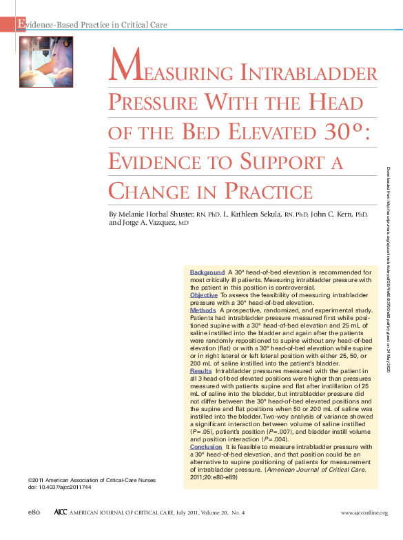 (PDF) Measuring Intrabladder Pressure With the Head of the Bed Elevated ...