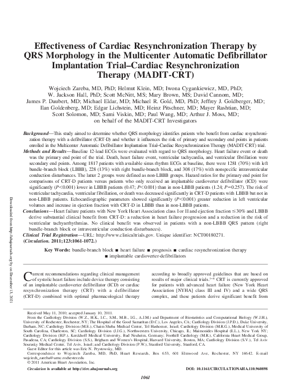 (PDF) Effectiveness of Cardiac Resynchronization Therapy by QRS ...