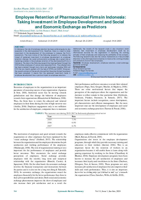 (PDF) Employee Retention of Pharmaceutical Firms in Indonesia: Taking ...