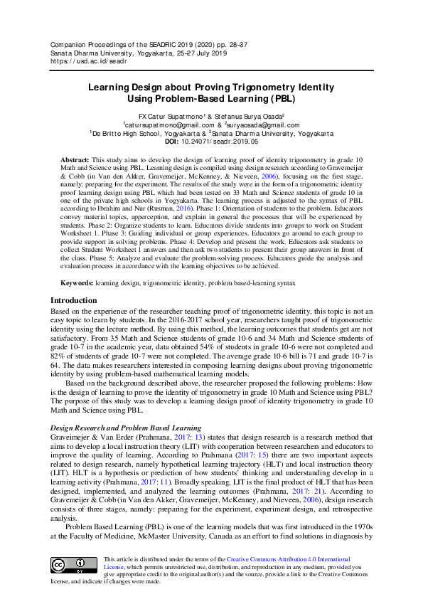 (PDF) Learning Design about Proving Trigonometry Identity Using Problem ...