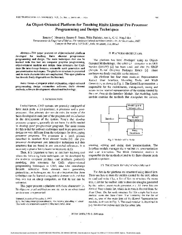 Pdf An Object Oriented Platform For Teaching Finite Element Pre Processor Programming And