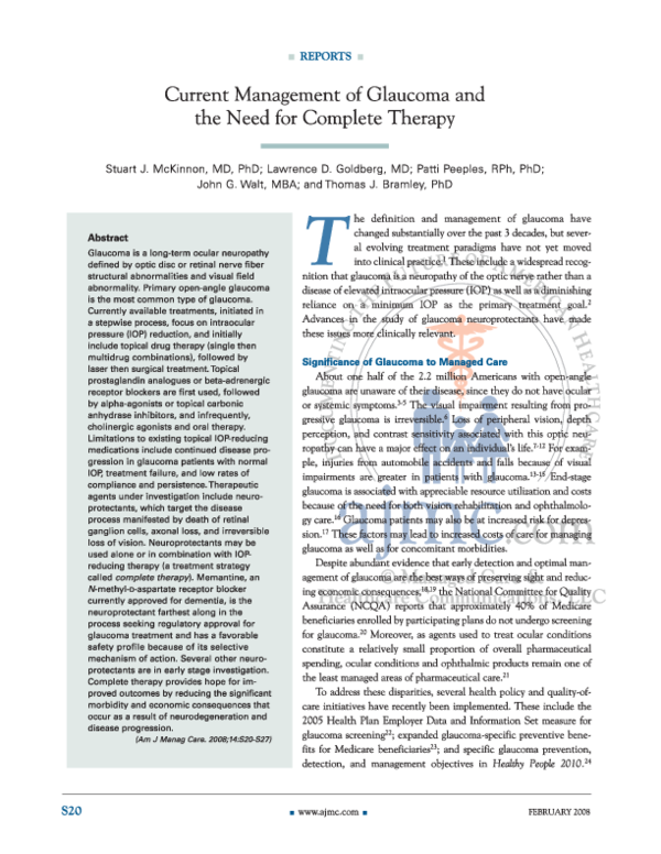 (PDF) Current management of glaucoma and the need for complete therapy