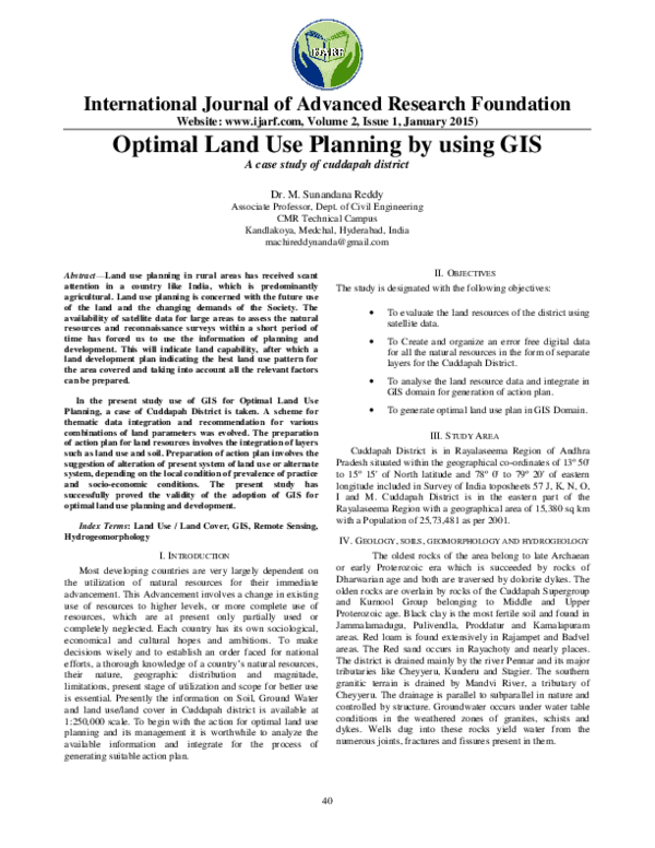 Pdf Optimal Land Use Planning By Using Gis 