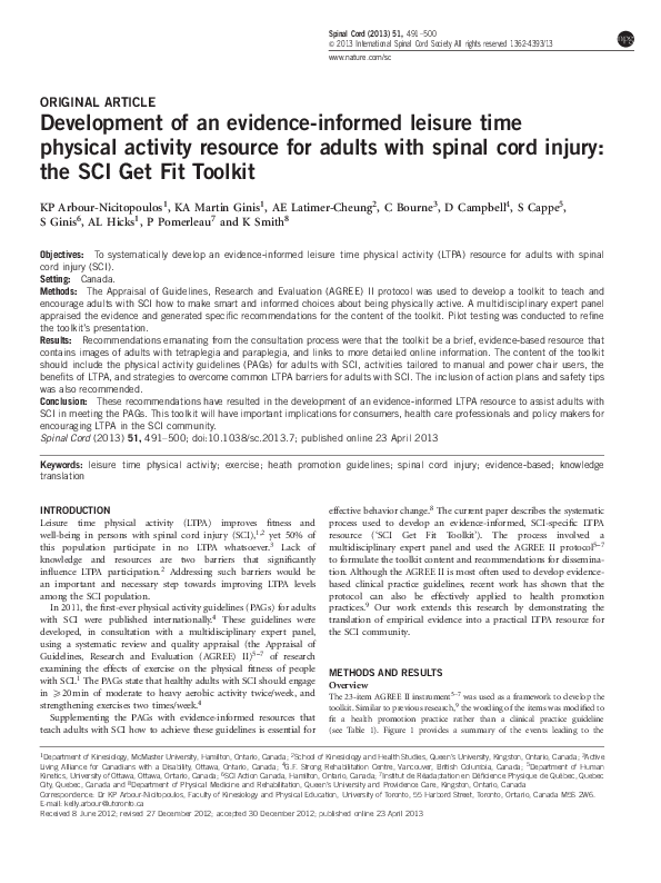 (PDF) Development of an evidence-informed leisure time physical ...