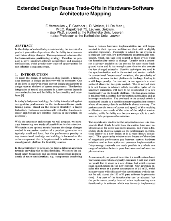 (PDF) Extended design reuse trade-offs in hardware-software ...